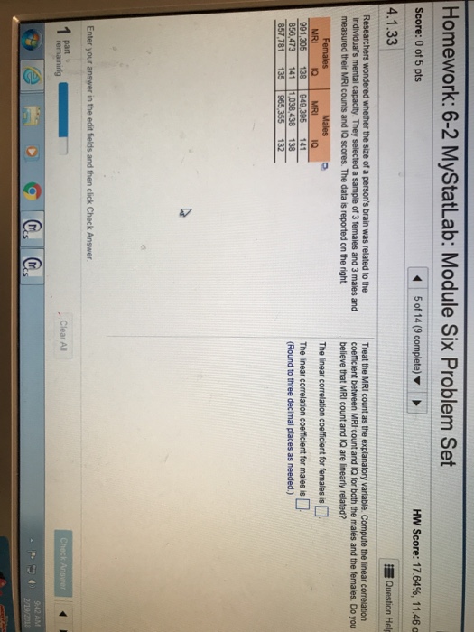 Solved Homework: 6-2 MyStatLab: Module Six Problem Set | Chegg.com