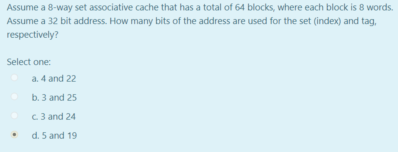 Solved Assume a 8-way set associative cache that has a total | Chegg.com