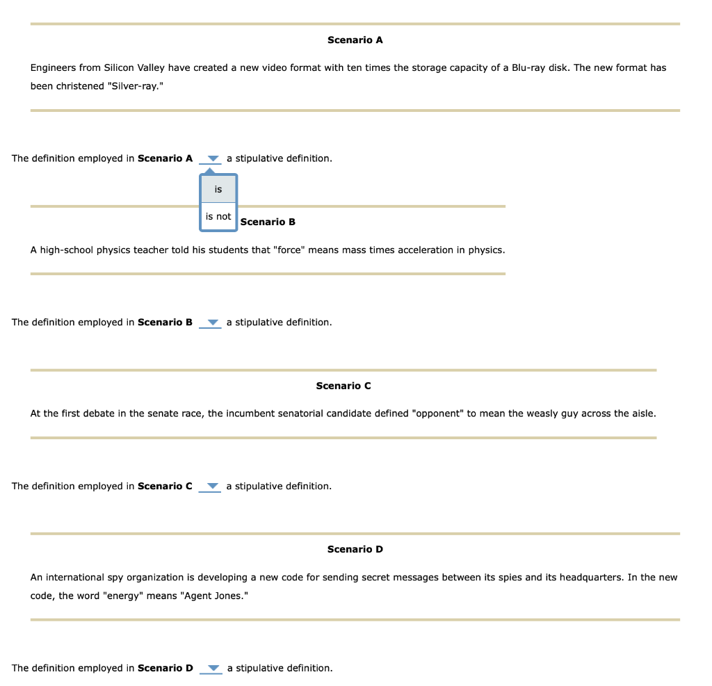 Solved Read the following fictional scenarios and indicate | Chegg.com