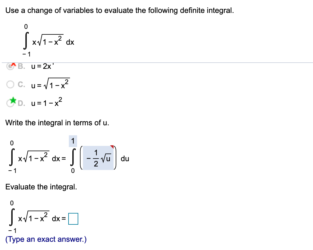 Solved Use a change of variables to evaluate the following | Chegg.com