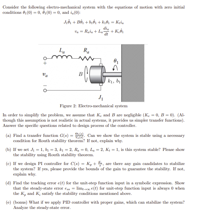 Solved Figure 2: Electro-mechanical systemIn ﻿order to | Chegg.com