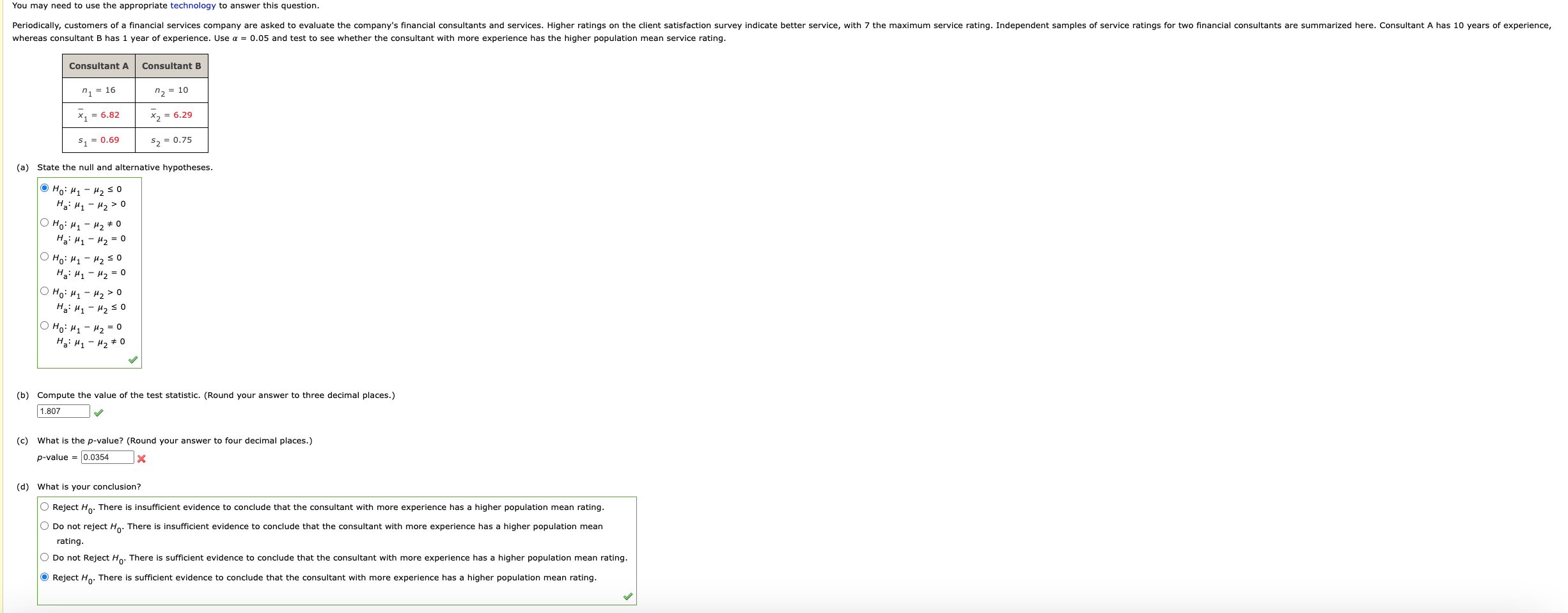 Solved whereas consultant B has 1 year of experience. Use | Chegg.com