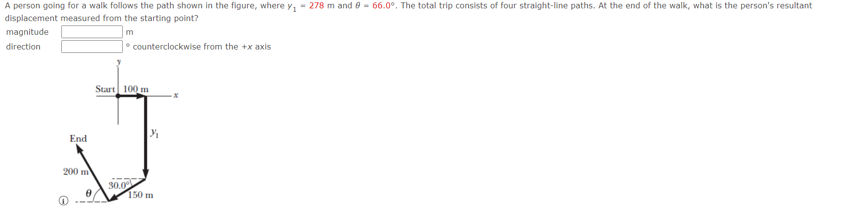 Solved A person going for a walk follows the path shown in | Chegg.com