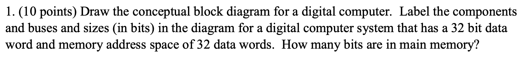 Solved 1. (10 points) Draw the conceptual block diagram for | Chegg.com