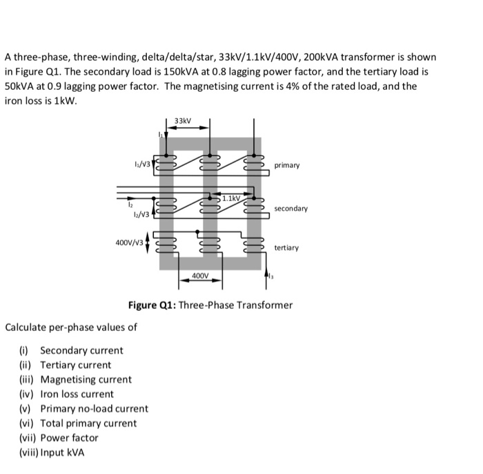 Solved A three-phase, three-winding, delta/delta/star, | Chegg.com