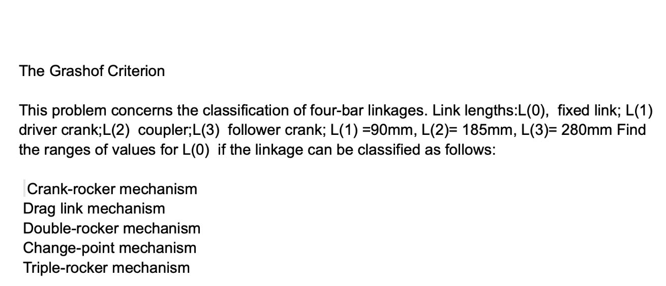 Solved The Grashof Criterion This problem concerns the | Chegg.com