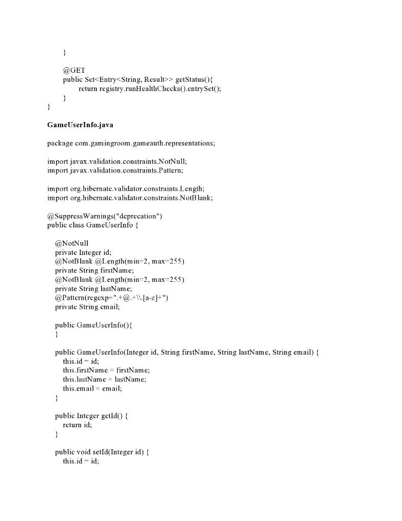 Solved Here is the code: GameAuthApplication.java package | Chegg.com