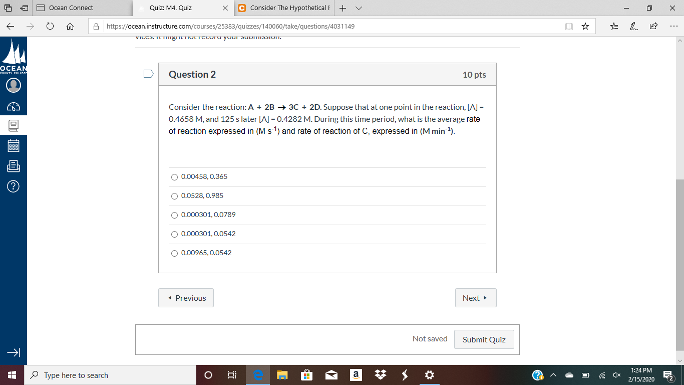 Solved 5 5 Ocean Connect Quiz: M4. Quiz X C Consider The | Chegg.com
