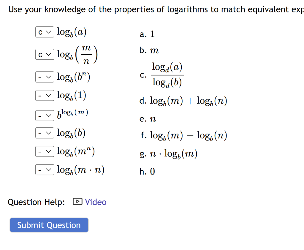 Solved Use your knowledge of the properties of logarithms to | Chegg.com