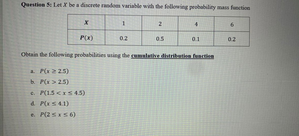 Solved Question 5: Let X be a discrete random variable with | Chegg.com