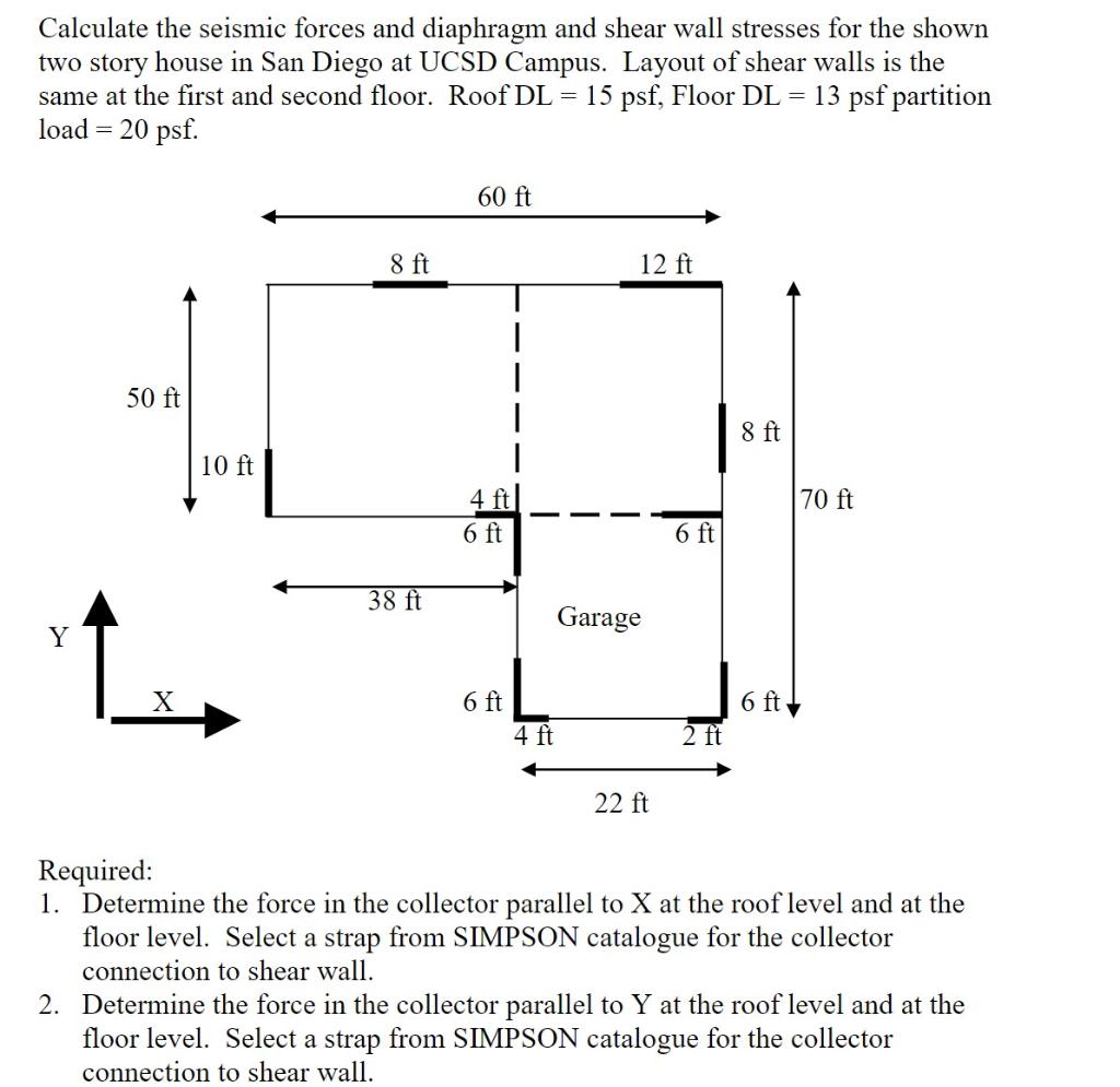 Calculate the seismic forces and diaphragm and shear | Chegg.com