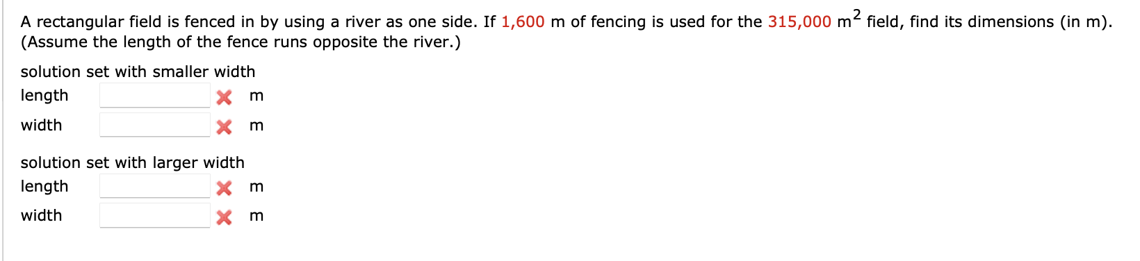 Solved A rectangular field is fenced in by using a river as | Chegg.com