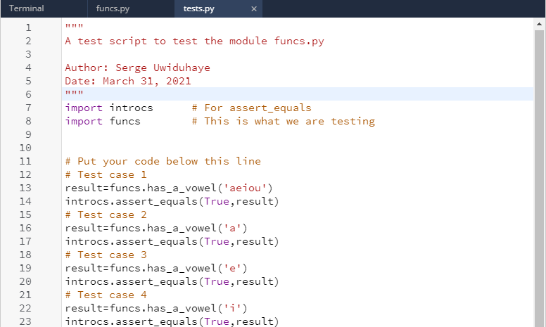 Solved funcs.py tests.py A test script to test the module | Chegg.com