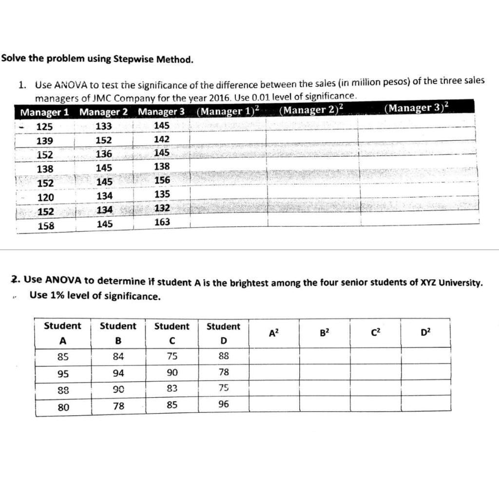 Solved Solve the problem using Stepwise Method. 145 139 1. | Chegg.com