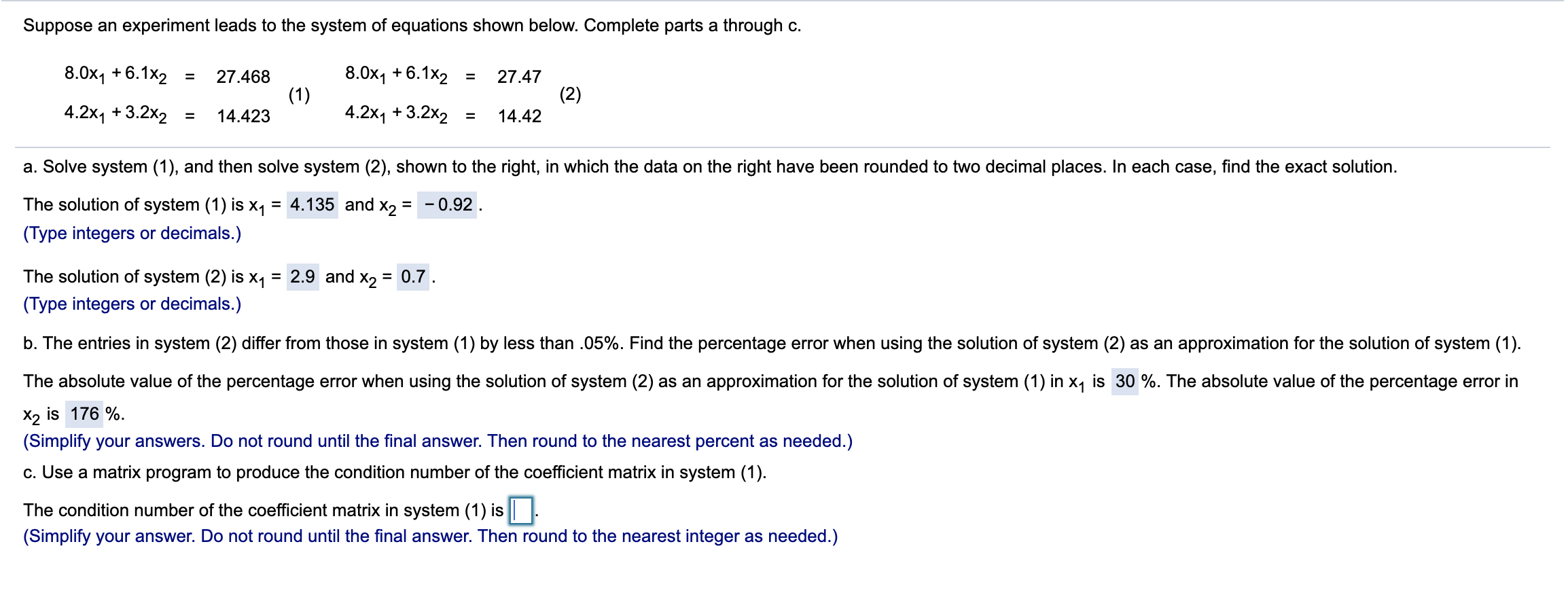 Solved Suppose an experiment leads to the system of | Chegg.com