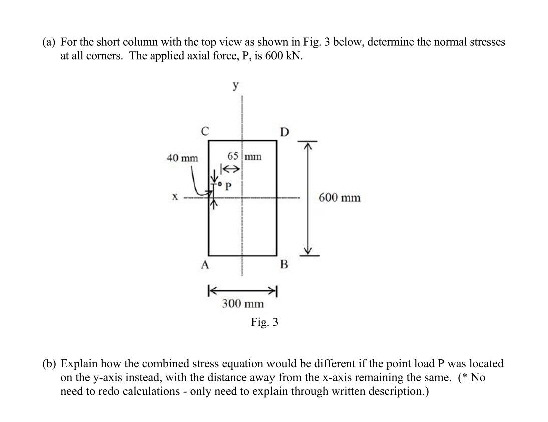 Solved (a) For the short column with the top view as shown | Chegg.com