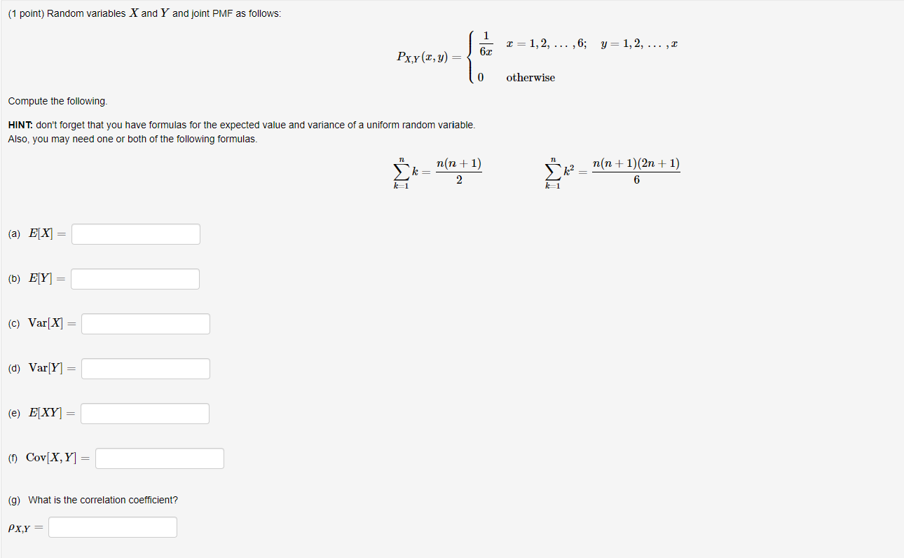 Solved 1 Point Random Variables X And Y A 
