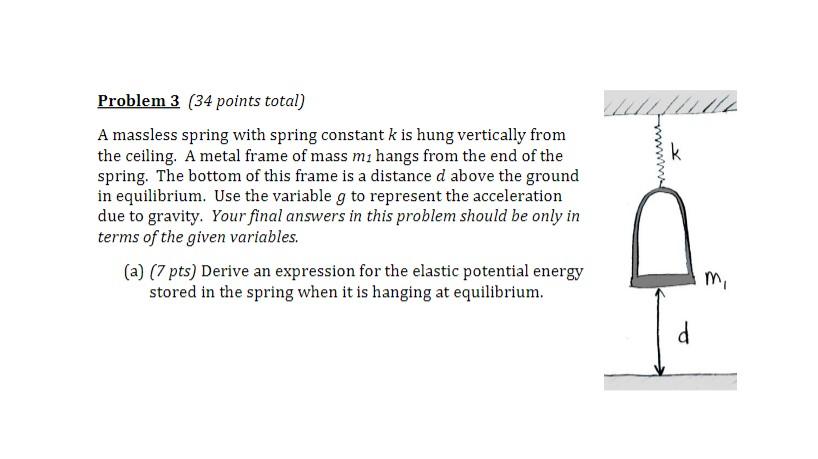 Solved Problem 3 ( 34 points total) A massless spring with | Chegg.com