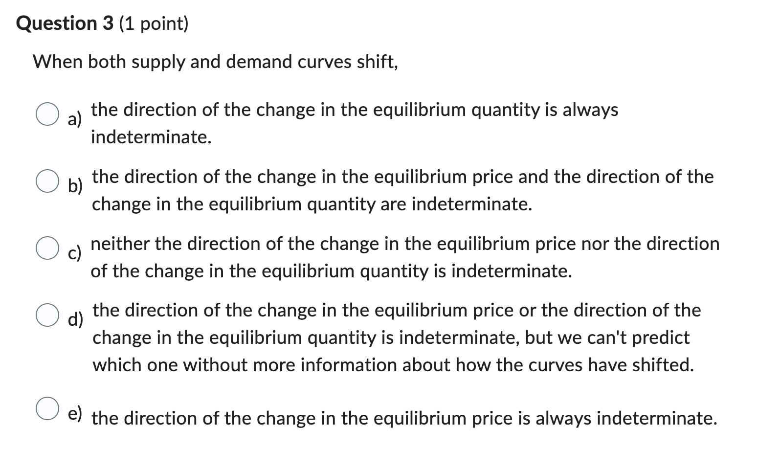 Solved Question 3 (1 point) When both supply and demand | Chegg.com