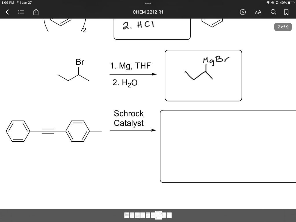 Solved 2. H2O 1. Mg,THF | Chegg.com