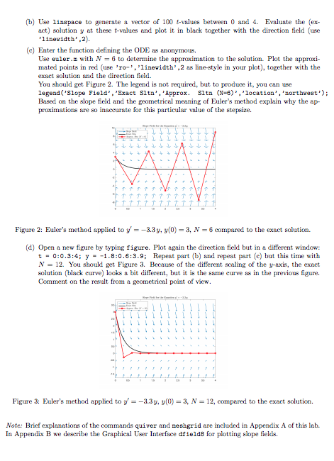 MAT 275 Laboratory 3 Numerical Solutions by Euler and | Chegg.com