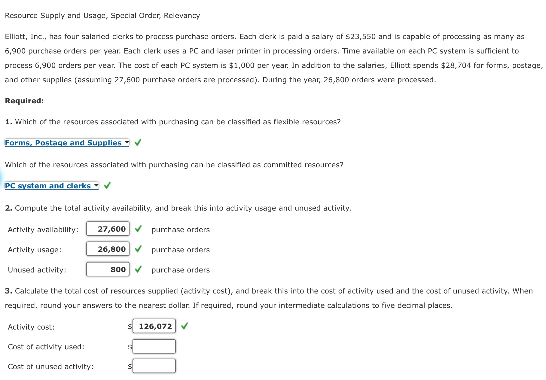 Solved Resource Supply and Usage, Special Order, Relevancy | Chegg.com