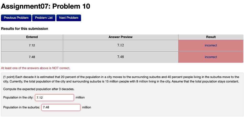 Solved Assignment07 Problem 10 Previous Problem Problem 