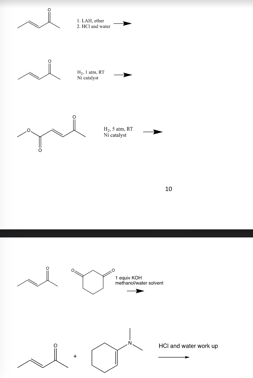 Solved 1. LAH, ether 2. HCl and water 10 HCl and water work | Chegg.com
