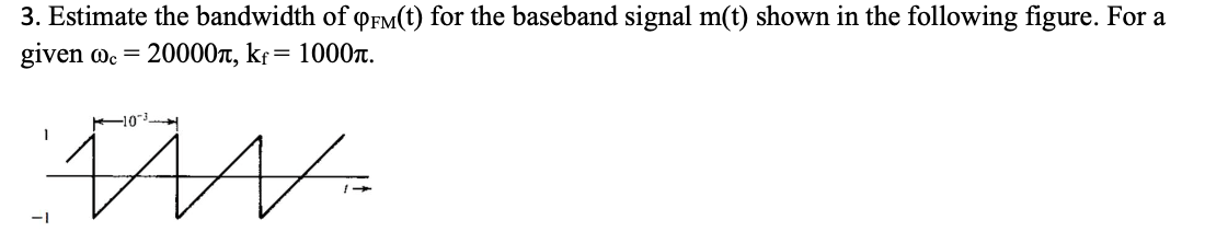 Solved 3. Estimate the bandwidth of Qfm(t) for the baseband | Chegg.com
