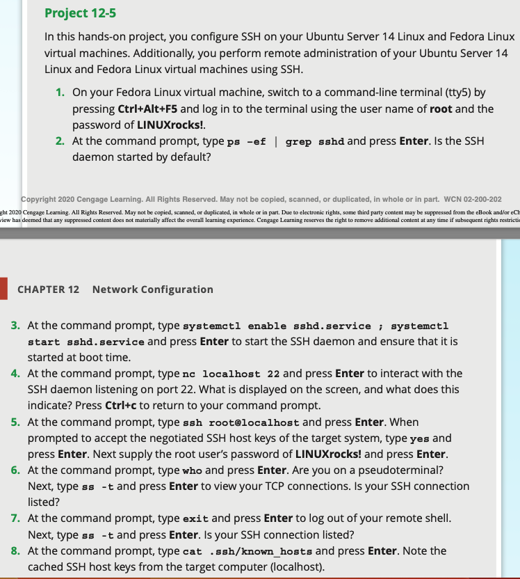Solved CHAPTER 12 Network Configuration 3. At the command | Chegg.com