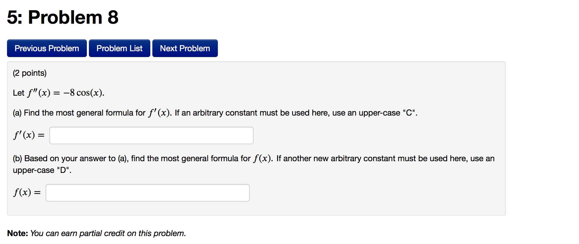 Solved 5: Problem 4 Previous Problem Problem List Next | Chegg.com