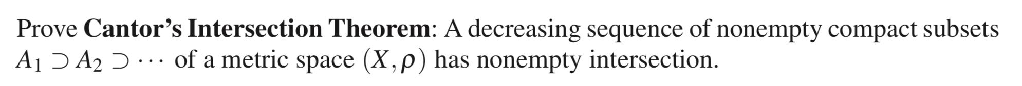 Solved Prove Cantor's Intersection Theorem: A decreasing | Chegg.com