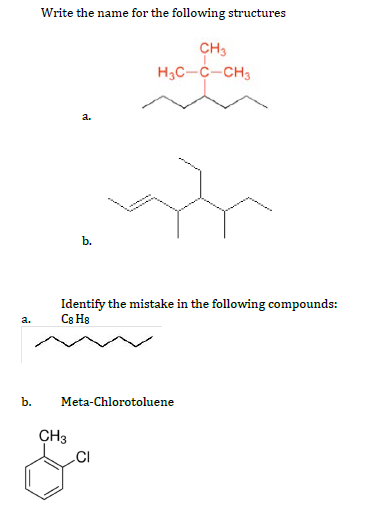 Solved Write the name for the following structures сн. | Chegg.com