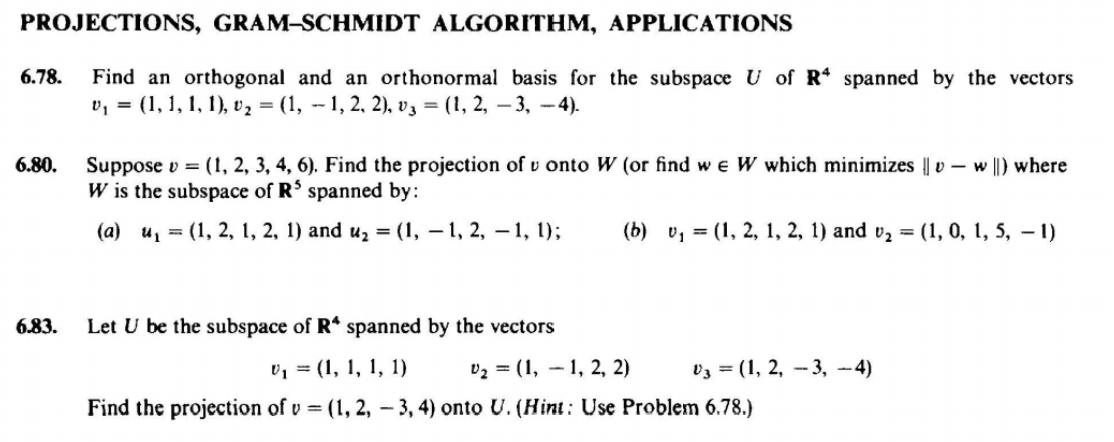Solved PROJECTIONS, GRAM-SCHMIDT ALGORITHM, APPLICATIONS | Chegg.com