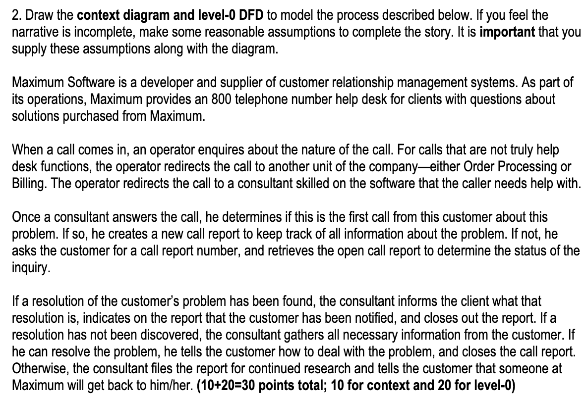 2. Draw the context diagram and level-O DFD to model | Chegg.com