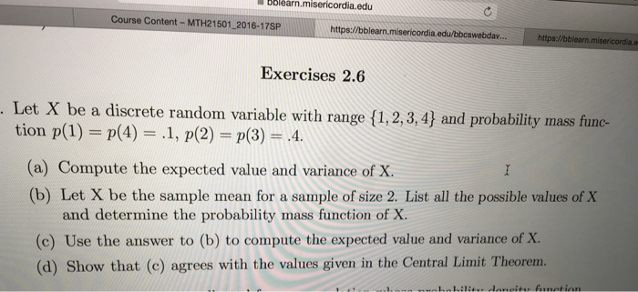 Solved Let X be a discrete random variable with range {1, 2, | Chegg.com