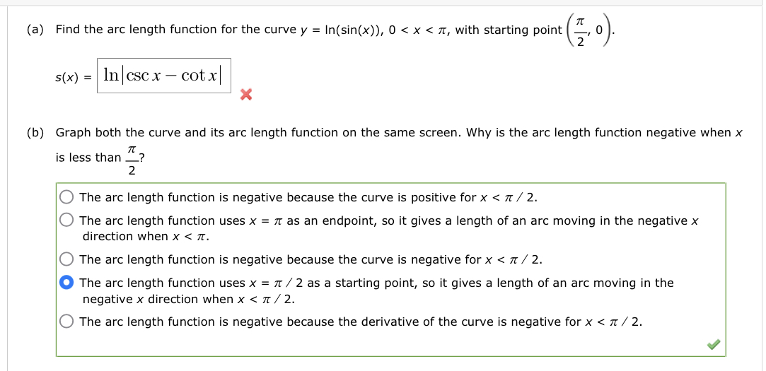 Solved a) Find the arc length function for the curve \\( | Chegg.com