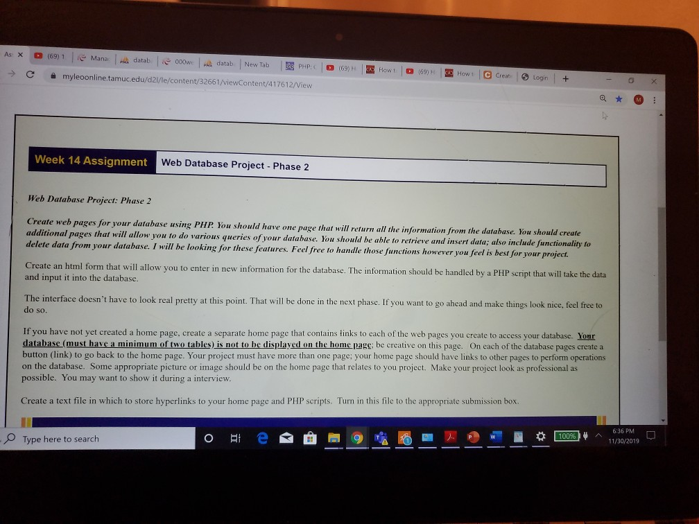 Solved As X D (69) 1 Mana datab 0 00w. datab New Tab PHP: e | Chegg.com