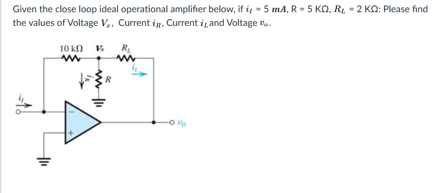 Solved Given the close loop ideal operational amplifier | Chegg.com