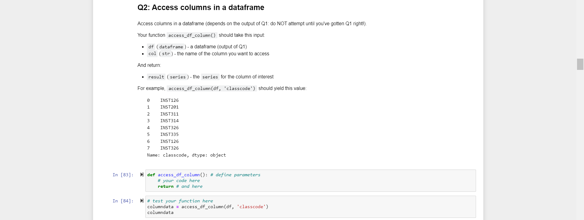 Q1a: Create a dataframe from a list of dictionaries | Chegg.com