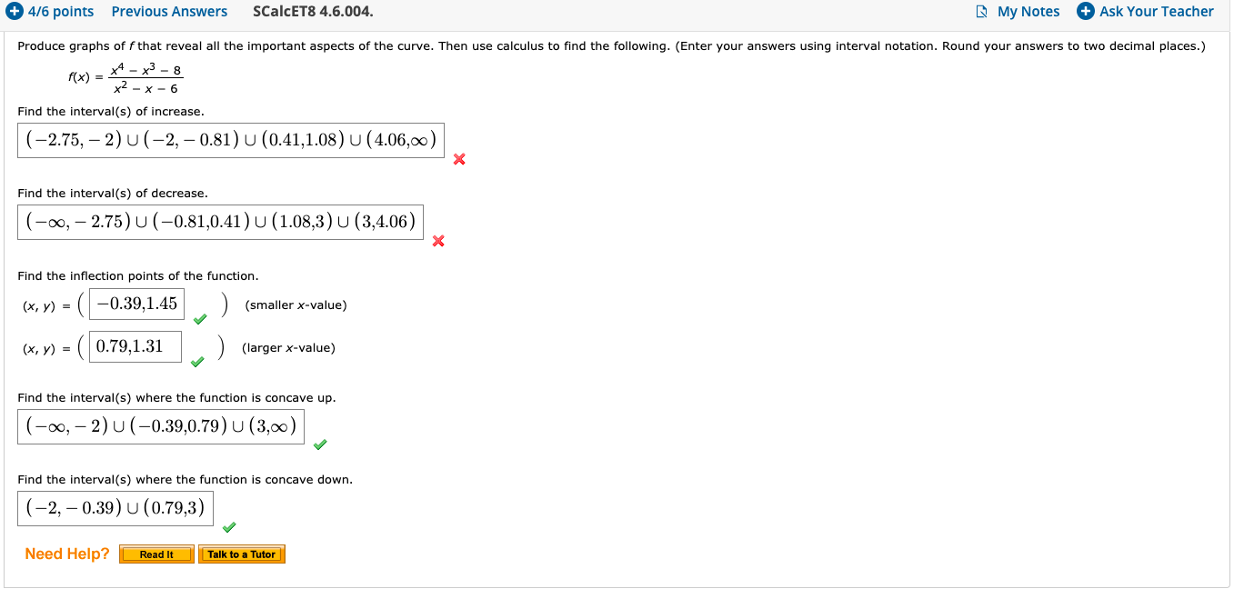 Solved + 4/6 points Previous Answers CalcET8 4.6.004. My | Chegg.com Solved + 4/6 points Previous Answers CalcET8 4.6.004. My | Chegg.com