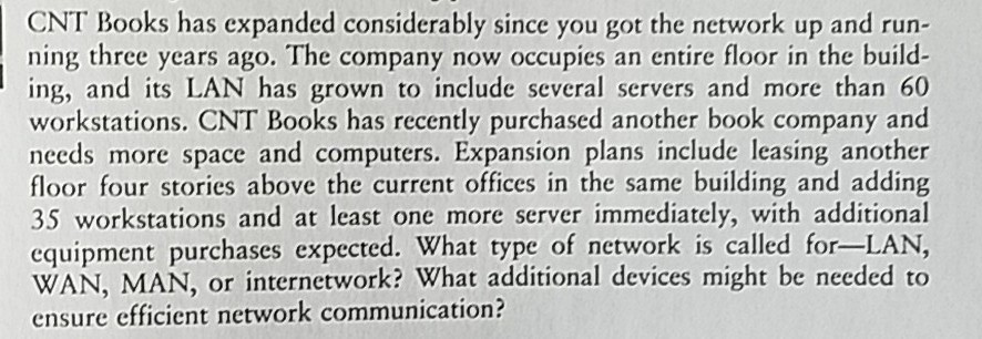 Solved CNT Books has expanded considerably since you got the | Chegg.com