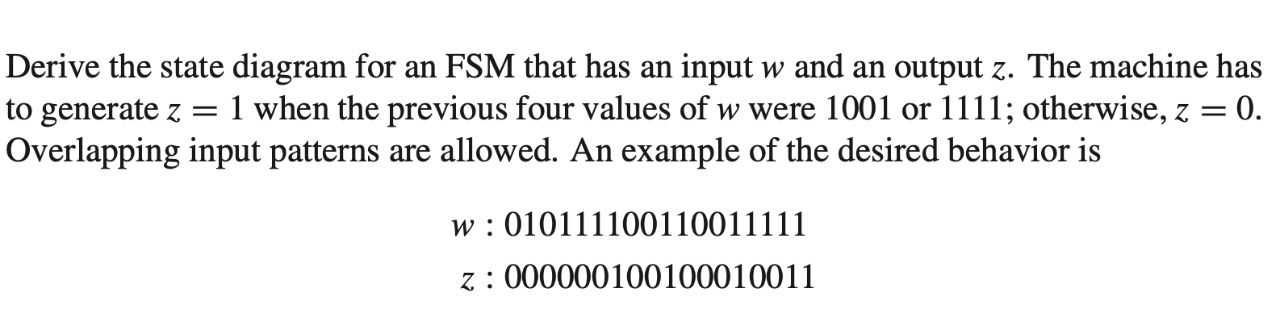 Solved Derive the state diagram for an FSM that has an input | Chegg.com