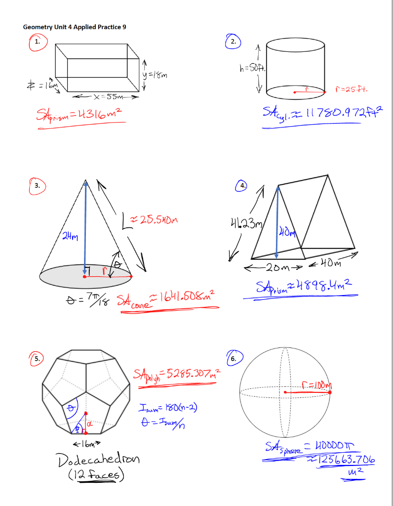 Solved Geometry Unit 4 Applied Practice 9 2. h=soft. y=18m ๆ | Chegg.com