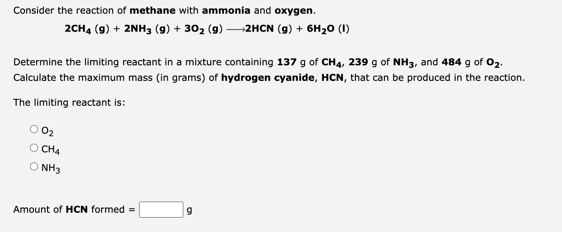 Solved Consider the reaction of methane with ammonia and | Chegg.com