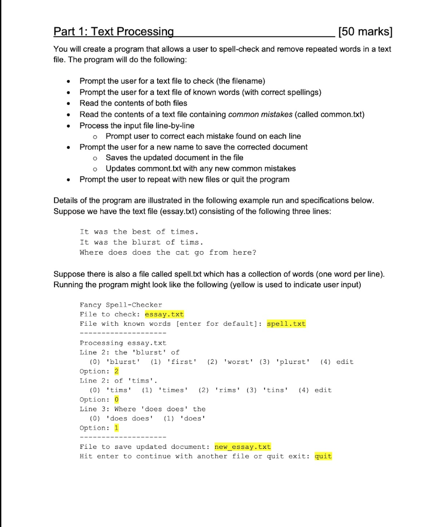 The goal is to write a spell check program in PYTHON, | Chegg.com
