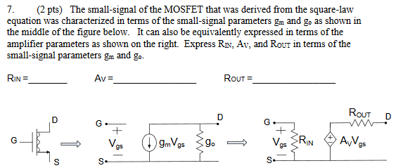 Solved The small-signal of the MOSFET that was derived from | Chegg.com