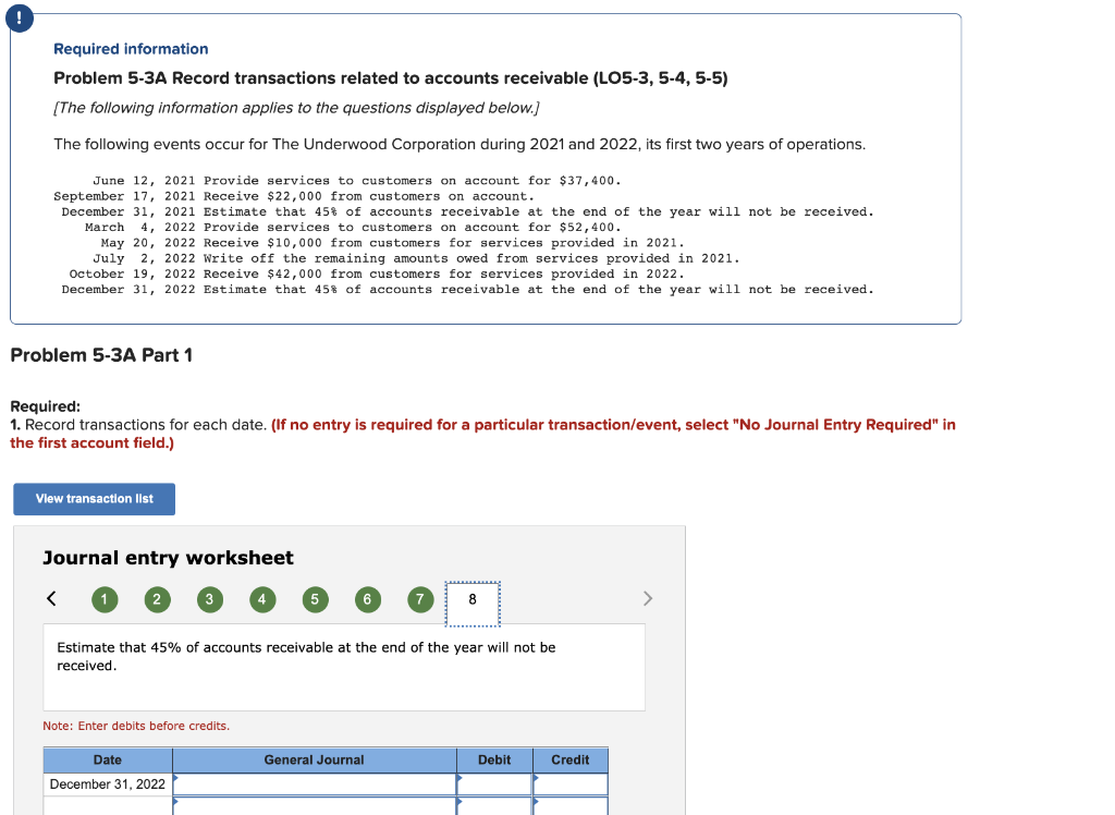 Required information Problem 5-3A Record transactions | Chegg.com