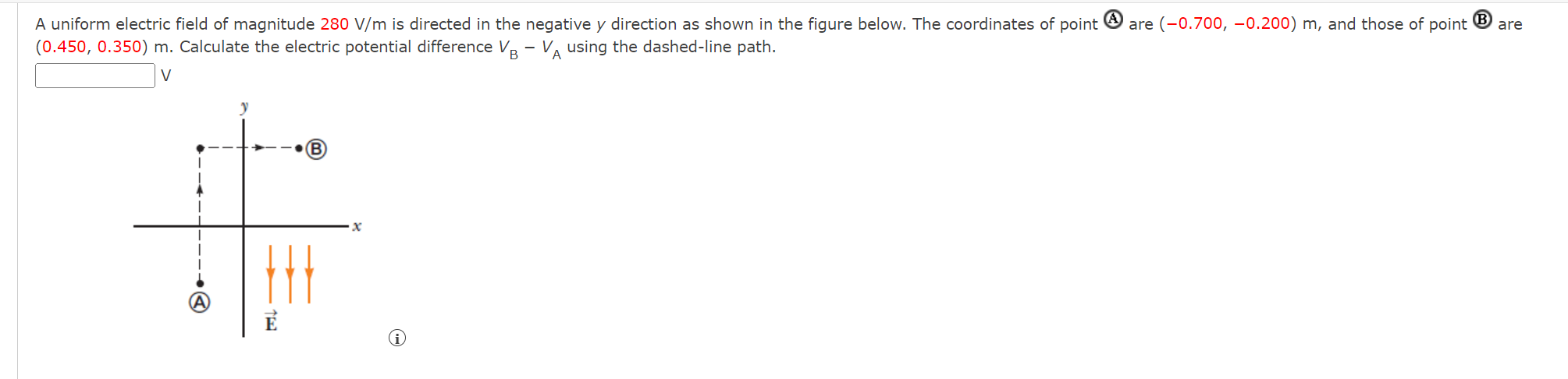 Solved (0.450,0.350)m. ﻿Calculate the electric potential | Chegg.com