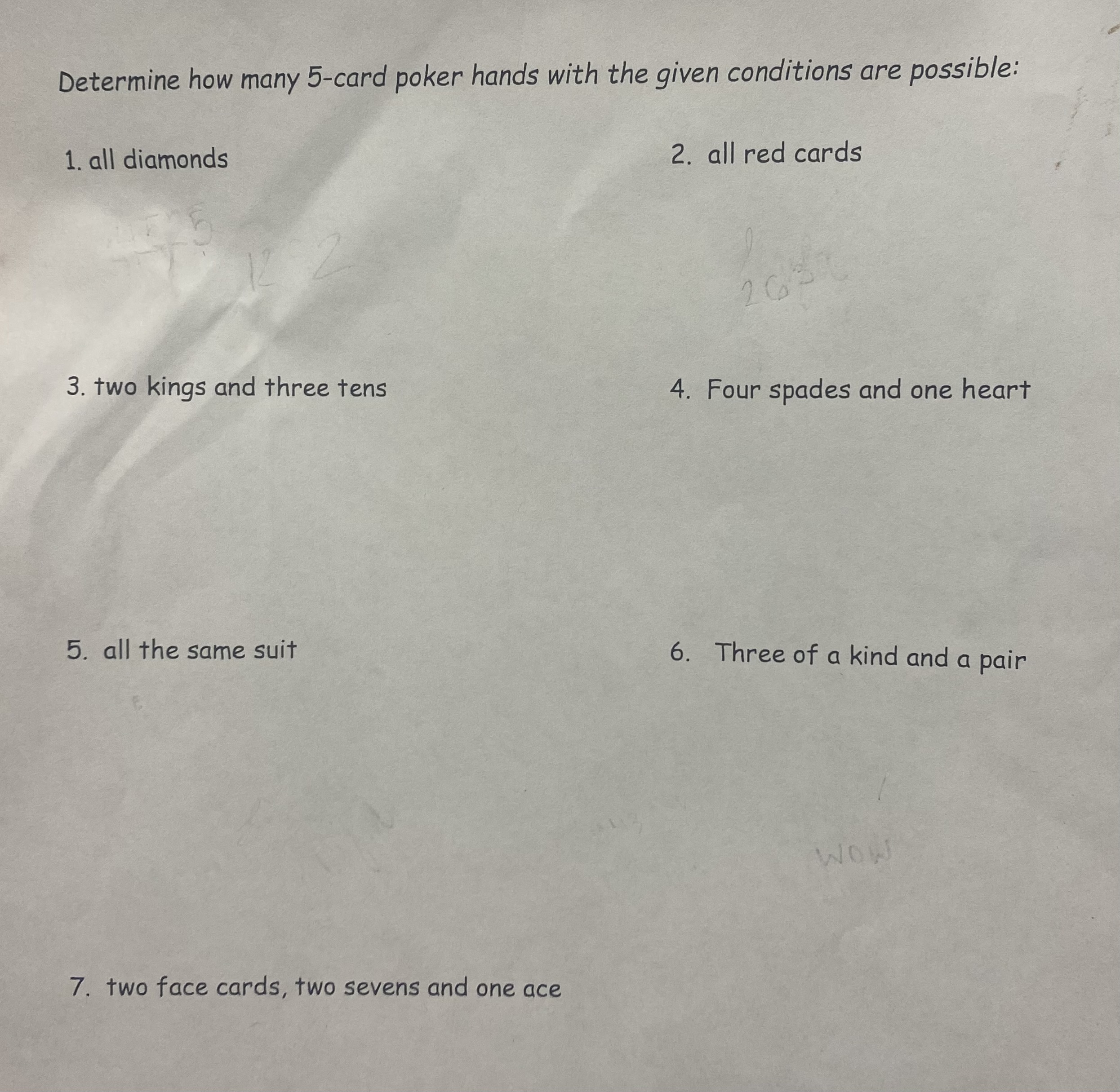 Solved Determine how many 5-card poker hands with the given | Chegg.com